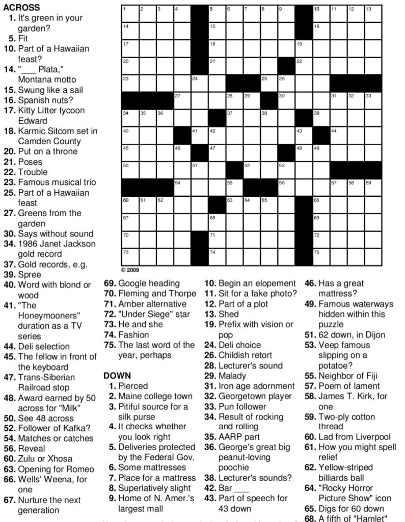 Printable Crossword Solve It Or Print It Out - Printable JD