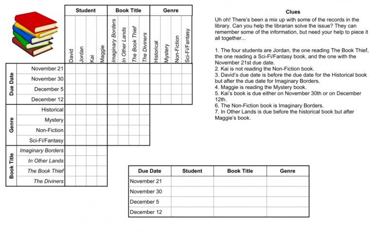 Printable Free Deductive Reasoning Puzzle - Printable JD