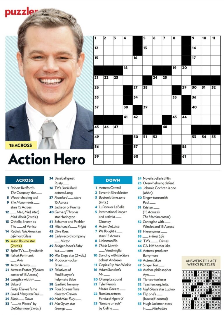 Printable People Magazine Crossword Puzzle - Printable JD