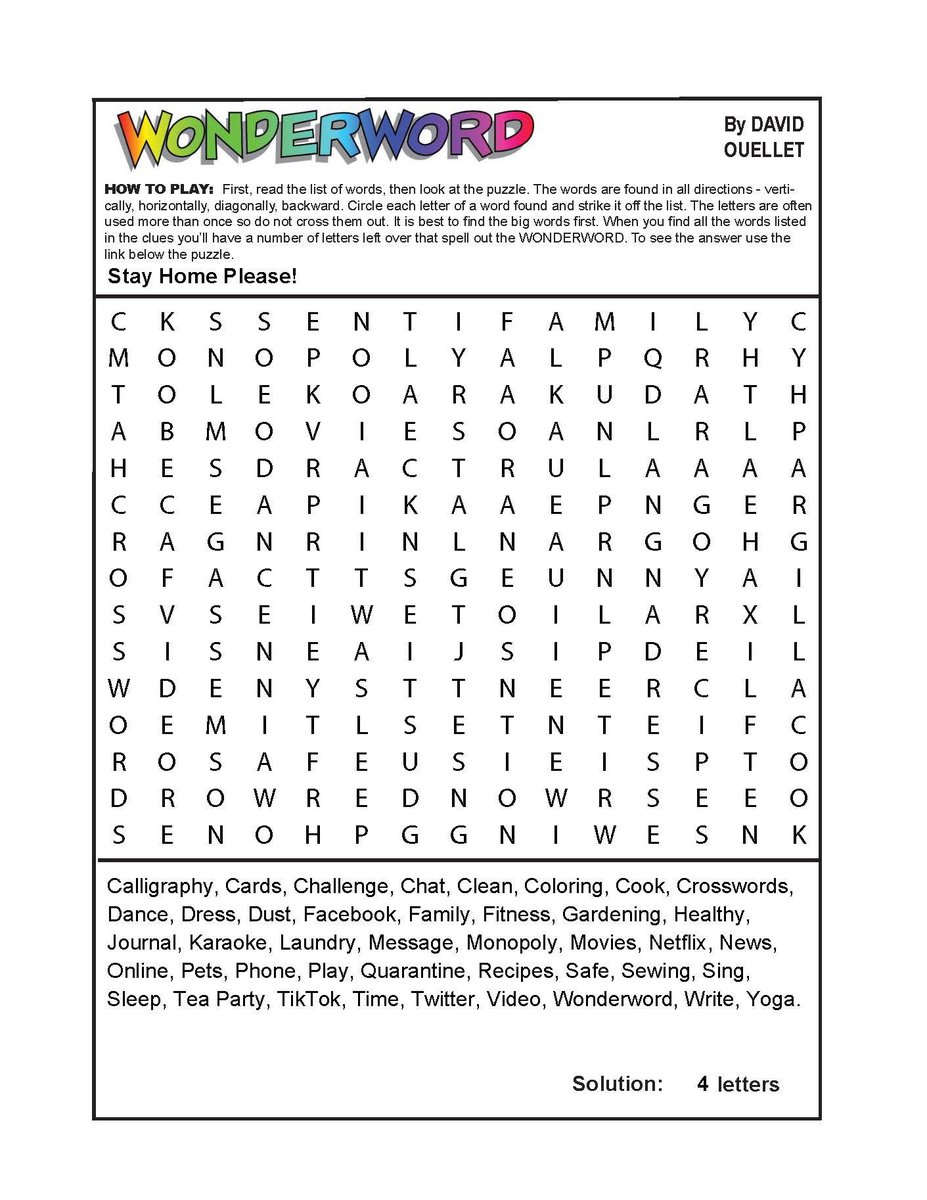 Printable Wonderword Today s Puzzle Printable JD