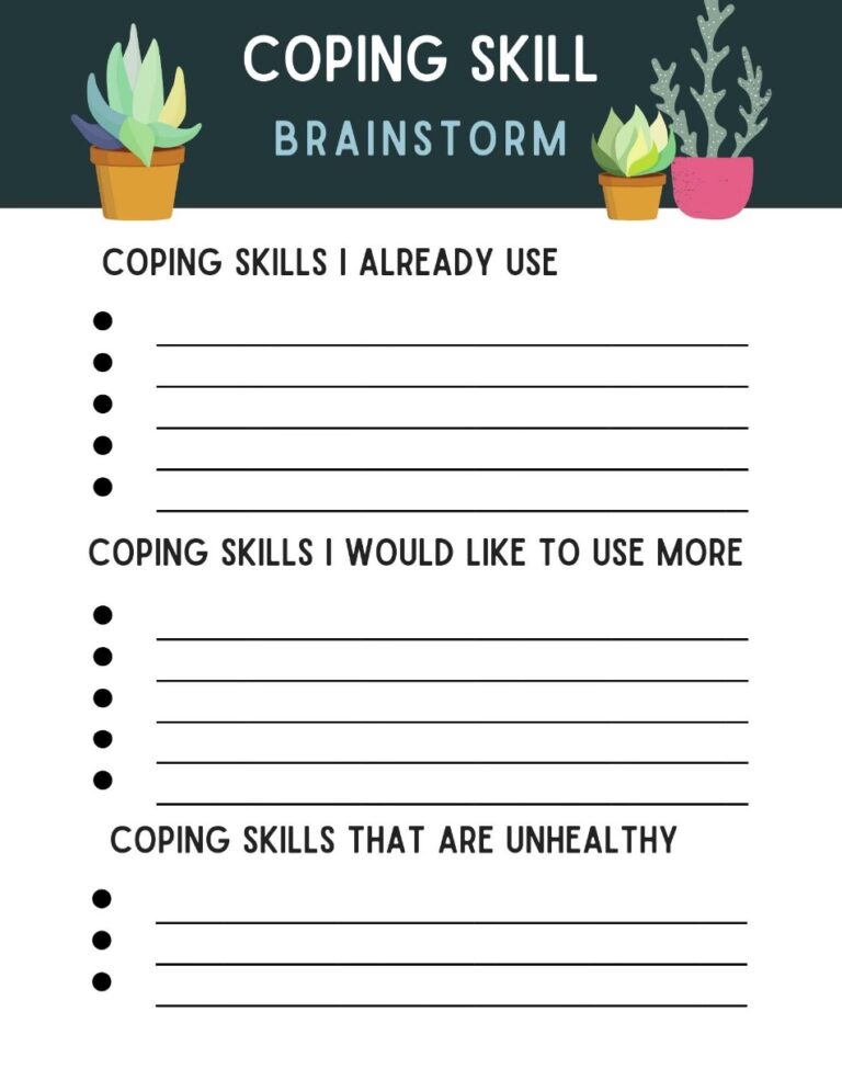 Printable Coping Skills Handouts For Teens - Printable JD Printable Coping Skills Handouts For Teens - Printable JD