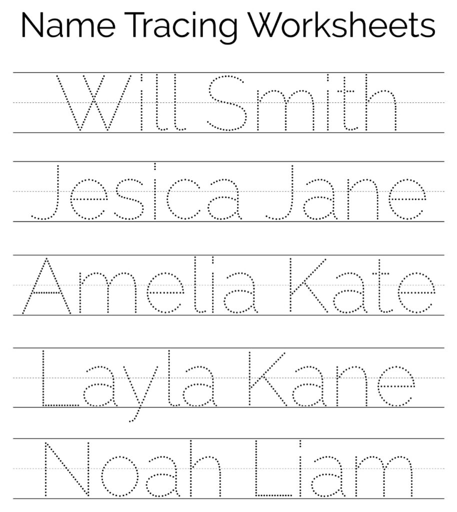 Printable Free Dotted Names For Preschool With Lines - Printable JD