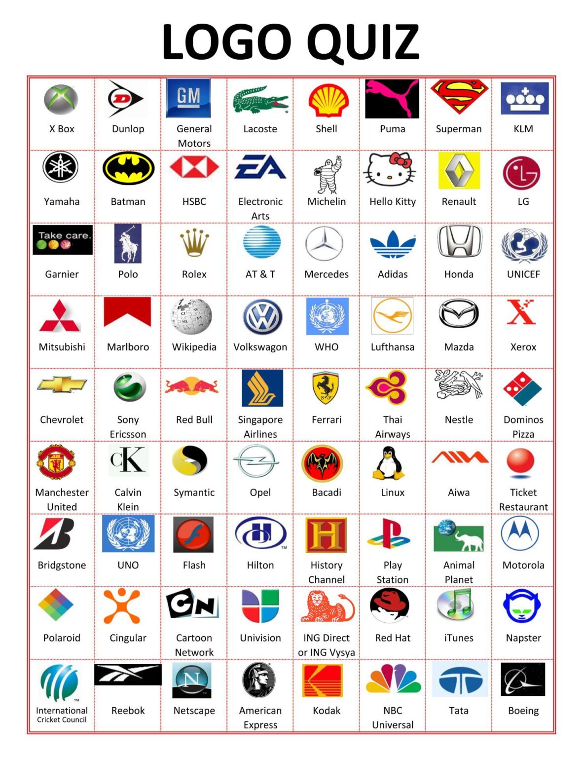 Printable Free Picture Quizzes With Answers - Printable JD