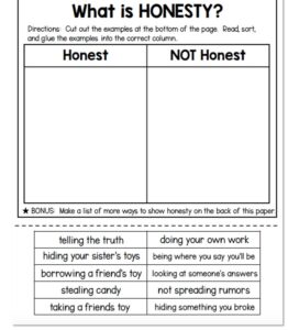 printable honesty worksheets