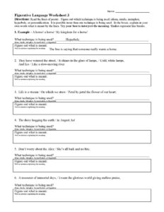 Printable Literal VS Figurative Language Worksheet With Answer Key