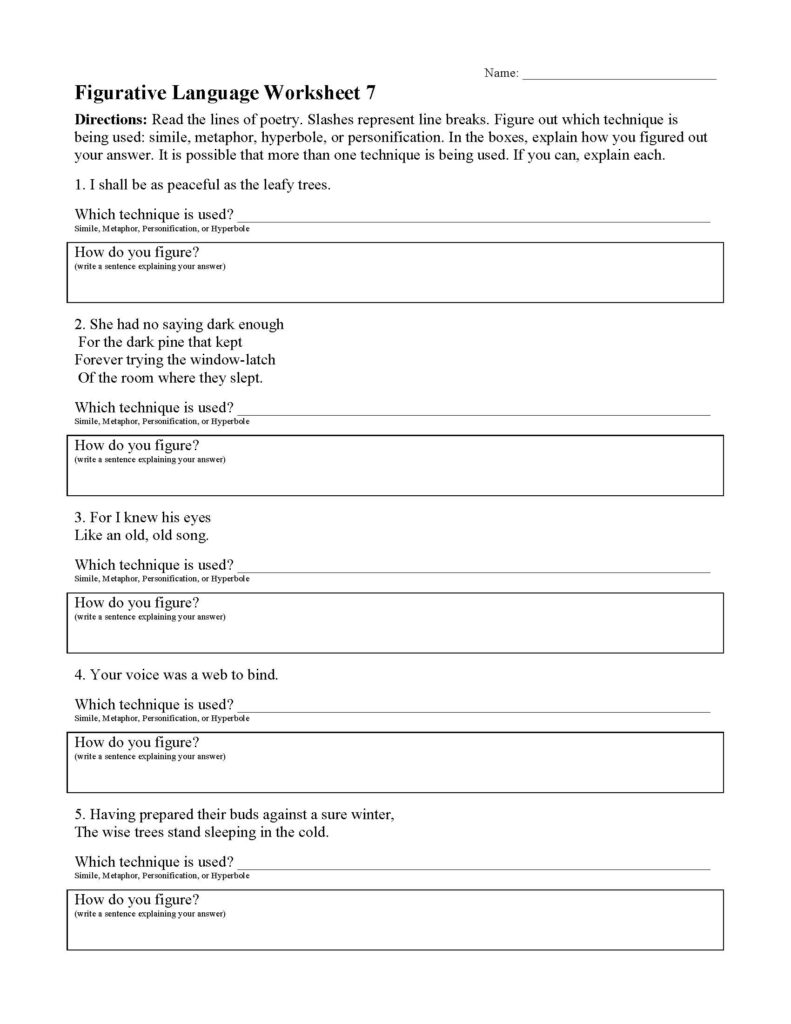 Printable Literal VS Figurative Language Worksheet With Answer Key Printable Literal VS Figurative Language Worksheet With Answer Key