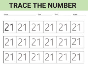 Printable Practice Tracing And Writing Number 21 Worksheet