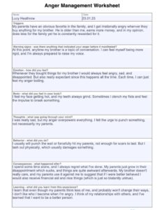 Printable Anger Management Worksheets For Teens