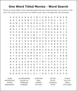 Printable Medium Difficulty Word Search