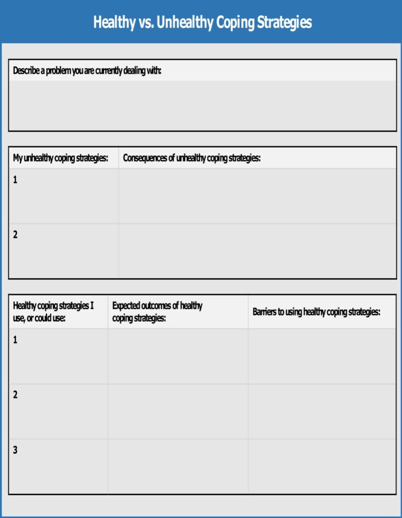 Printable Positive and Negative Coping Skills Worksheet