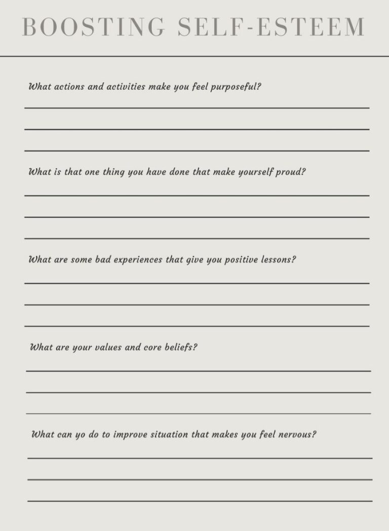 Printable Self-Esteem Worksheets - Printable JD